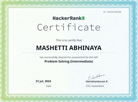 Mashetti Abhinaya On Linkedin Hackerrank Certified