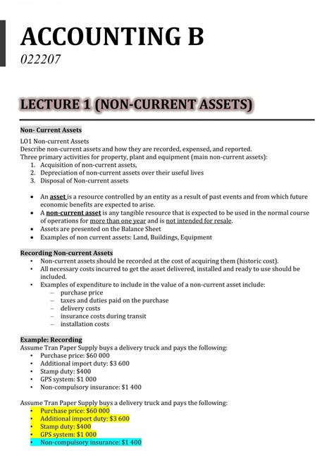 Accounting B Lecture Notes 22207 Accounting For Business Decisions B Uts Thinkswap