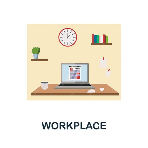 직장 평면 아이콘 생산성 컬렉션에서 컬러 기호 웹 디자인 Infographics 등을 위한 크리에이 티브 직장 아이콘 그림 프리미엄 벡터