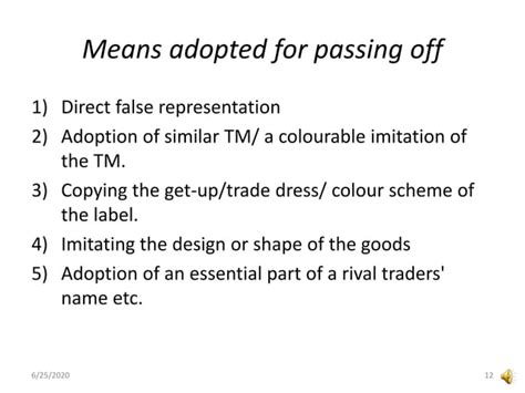 Concept Of Passing Off Sem Vi Pptx