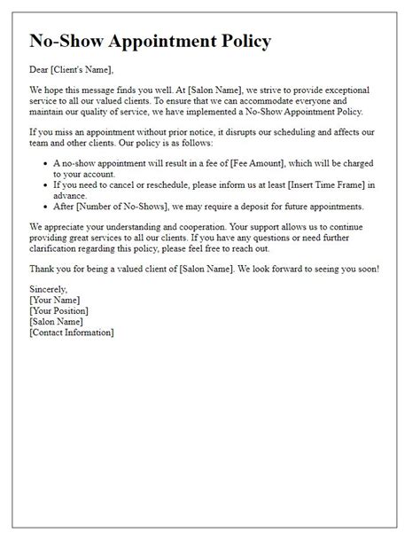 Letter Template For No Show Appointment Policy Free Samples In Pdf
