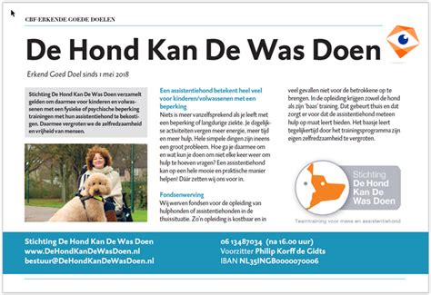 Cbf Erkenning En Goede Doelen Gids Stichting De Hond Kan De Was Doen