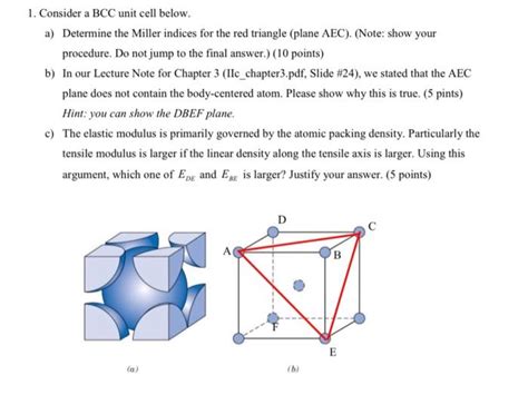 Solved Consider A BCC Unit Cell Below A Determine The Chegg Com
