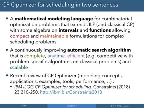 Recent Advances On Large Scheduling Problems In Cp Optimizer Ppt