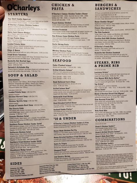 Menu At Ocharleys Restaurant And Bar Stockbridge