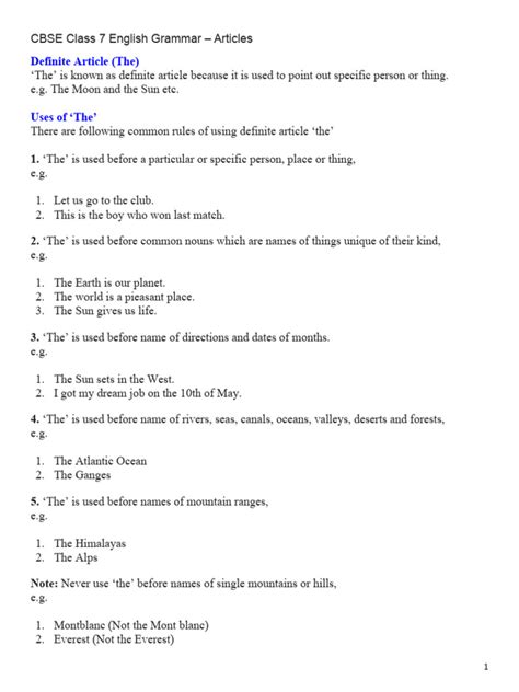 Article Class 7 Pdf Noun Adjective