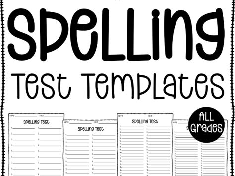 All Grades Spelling Test Templates 10 15 20 And 25 Word Versions
