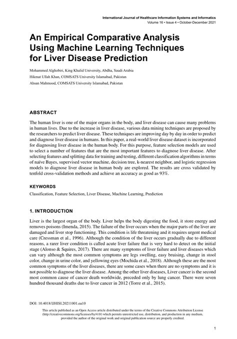 Pdf An Empirical Comparative Analysis Using Machine Learning Techniques For Liver Disease