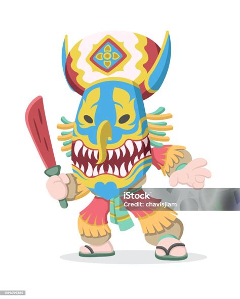 เทศกาลผีไทย พีตาโขนในภาพประกอบการ์ตูนน่ารัก ภาพประกอบสต็อก ดาวน์โหลด