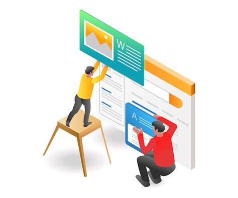 Premium Vector Flat Isometric Illustration Concept The Creative Team Is Working On A New