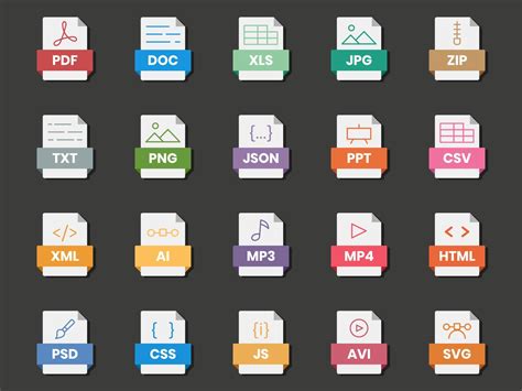 Document File Format Folder Pdf Doc Xls  Zip Txt Png Json Ppt Csv