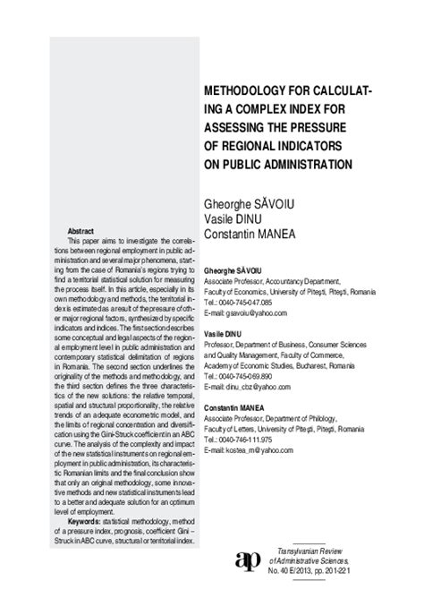 pdf methodology for calculating a complex index for assessing the