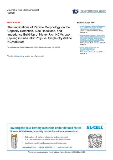 Pdf The Implications Of Particle Morphology On The Capacity Retention Side Reactions And