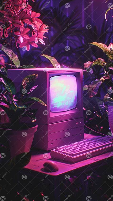 Old Retro Personal Computer With Vintage Crt Display Obsolete Old Fashioned Pc With Keyboard