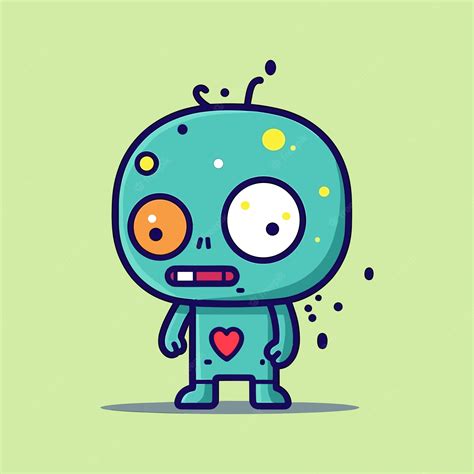 귀여운 좀비 만화 헬로윈 괴물 캐릭터 허수아비 그림 프리미엄 벡터