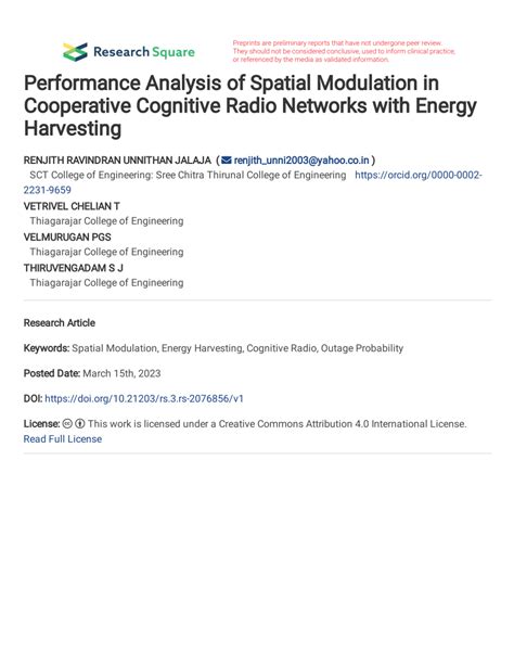 Pdf Performance Analysis Of Spatial Modulation In Cooperative Cognitive Radio Networks With