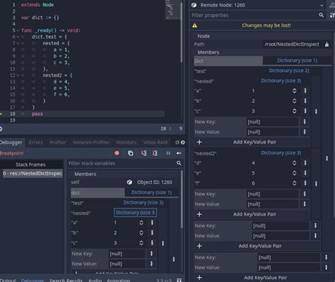 cant see subdictionaries while debugging · issue 62773 · godotengine godot · github