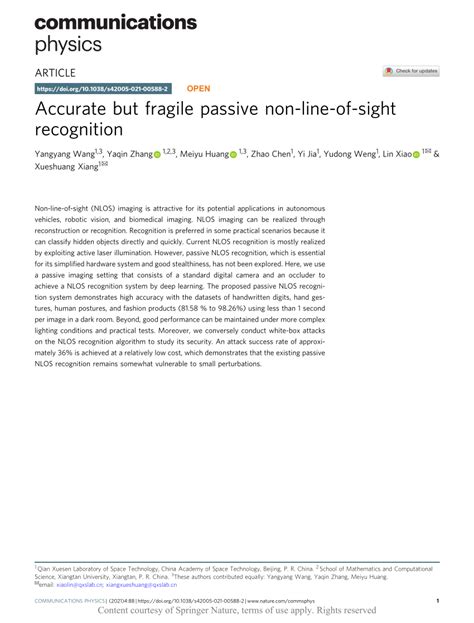 PDF Accurate But Fragile Passive Non Line Of Sight Recognition