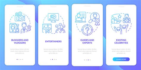 Types Of Creators Blue Gradient Onboarding Mobile App Screen Stock Illustration Download Image