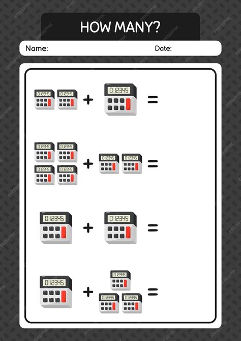 Premium Vector How Many Counting Game With Calculator Worksheet For
