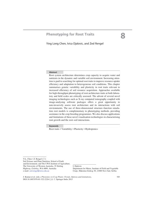 Pdf Phenotyping For Root Traits