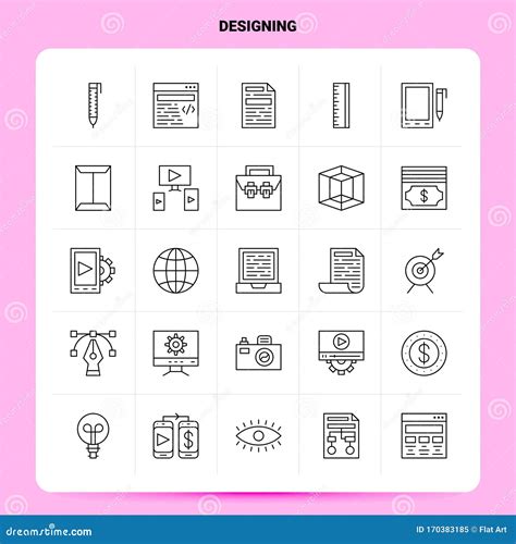 Outline 25 Designing Icon Set Vector Line Style Design Black Icons Set Linear Pictogram Pack