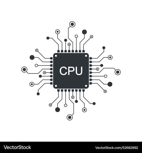Digital Chip Cpu Semiconductor Technology Concept Vector Image