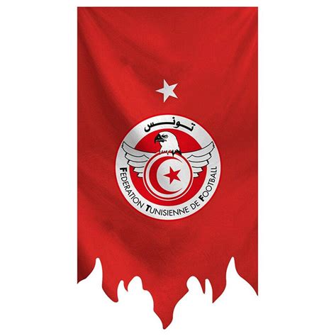 Download Tunisia National Football Team Logo On Red Banner Wallpaper