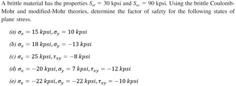 solved a brittle material has the properties su 30 kpsi and suc 90