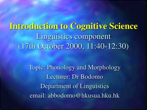 Ppt Introduction To Cognitive Science Linguistics Component 17th