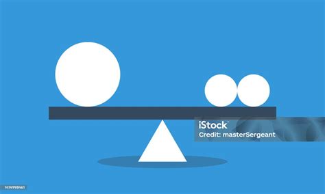 시소에 평형을 이루는 크고 작은 공 하나 조화와 균형의 개념 벡터 플랫 스타일 인포그라픽 일러스트레이션 평균대에 대한 스톡 벡터 아트 및 기타 이미지 Istock
