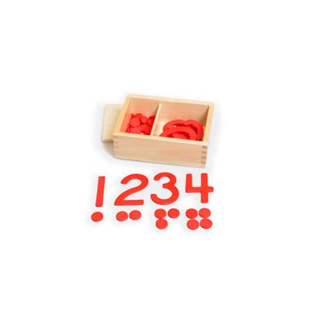 Montessori Cut Out Numerals And Counters Red Absorbent Minds Montessori
