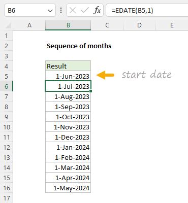 Sequence Of Months Excel Formula Exceljet