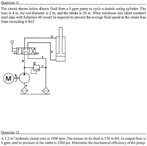Solved Question 11 The Circuit Shown Below Directs Fluid From A 5 Gpm