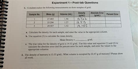 Solved Experiment 1 Post Lab Questions 1 A Student Makes
