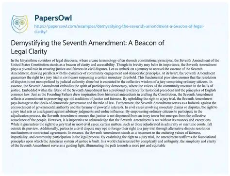 Demystifying The Seventh Amendment A Beacon Of Legal Clarity Free