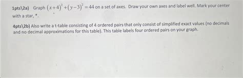 Solved 1pts 2a ﻿graph X 4 2 Y 3 2 44 ﻿on A Set Of Axes