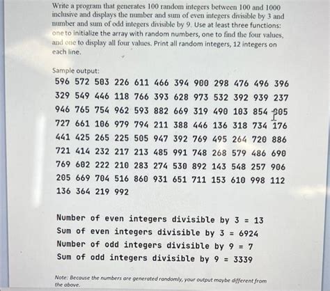 Solved Write A Program That Generates 100 Random Integers Chegg