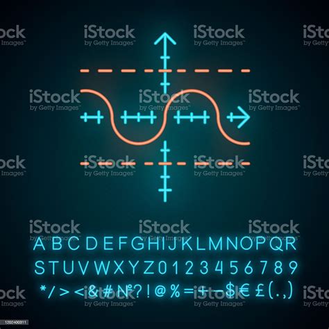Function Graph Neon Light Icon Duplicate Function Sinusoid Sine Curve