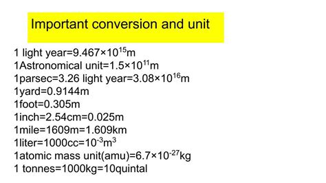 IMPORTANT Conversion And Unit