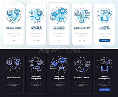 Business Automation Night And Day Mode Onboarding Mobile App Screen