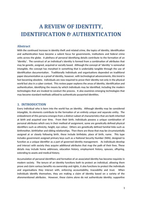 Pdf A Review Of Identity Identification And Authentication