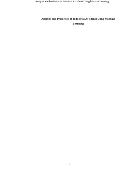 Analysis And Prediction Of Industrial Accidents Using Machine Learning