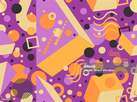 80년대 스타일의 3d 기하학적 이음매 없는 패턴3d 등각 투영 삼각형 사각형 및 원 가을 색상 팔레트입니다 판촉 제품 포장지 및 인쇄물에 대한 배경 벡터 그림 0명에 대한