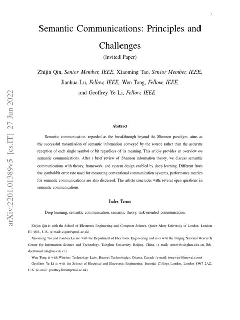 Survey Semantic Communications Principles And Challenges Pdf Information Communication