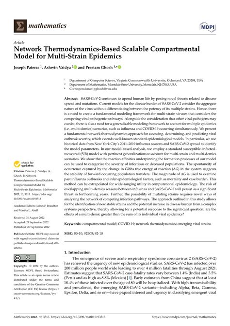 Pdf Network Thermodynamics Based Scalable Compartmental Model For