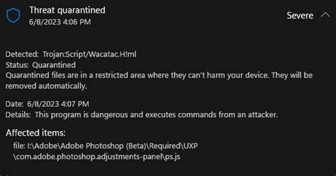 Windows Defender Detected Trojan In Ps Beta Install Rphotoshop