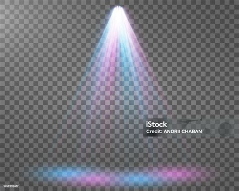 벡터 스포트라이트 세트입니다 다양한 형태의 빛 푸른 색 무대 프로젝터 무대 배경 미국의 스포트라이트 빔 조명 효과 이전 그림 0명에 대한 스톡 벡터 아트 및 기타 이미지