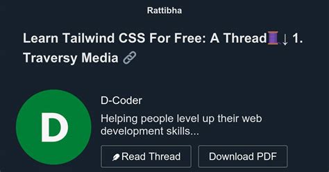 Learn Tailwind Css For Free A Thread🧵↓ Thread From D Coder Damn