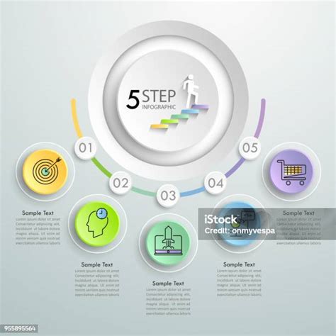 비즈니스 개념 infographic 템플릿 5 단계 워크플로 레이아웃 단계 번호 옵션 시간 표시 막대 또는 중요 시점 프로젝트에